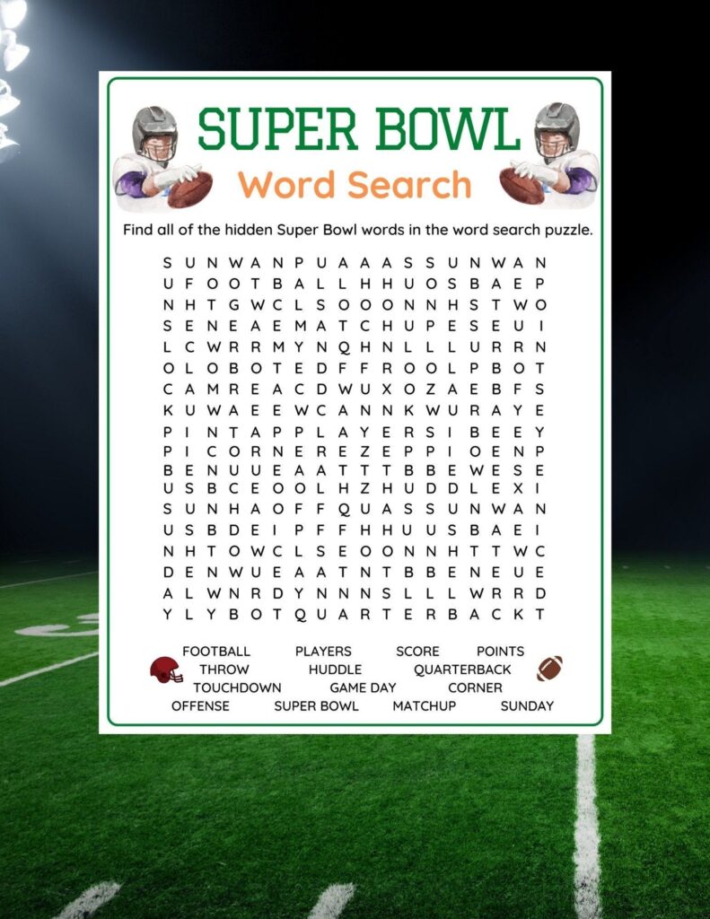 Superbowl Word Search: The Ultimate Game Day Activity - Premium Printable