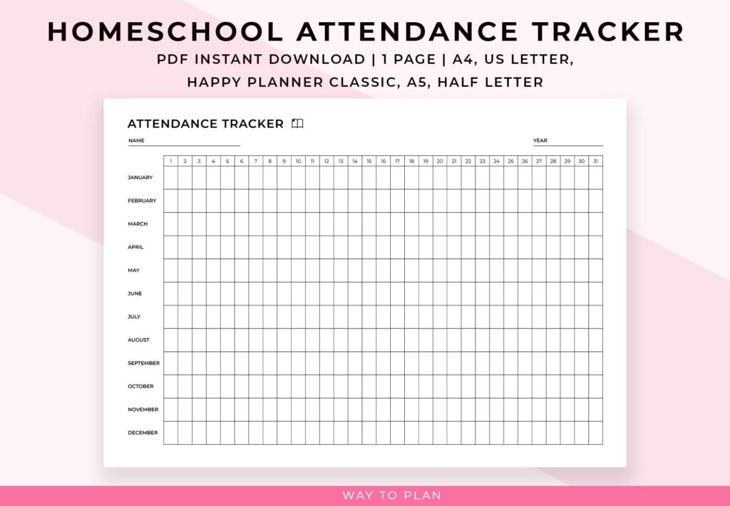 Homeschool Attendance Sheet: Keeping Track of Your Child's Progress ...