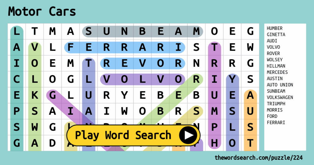 Word Search Cars: A Thrilling Puzzle Experience for Automotive ...