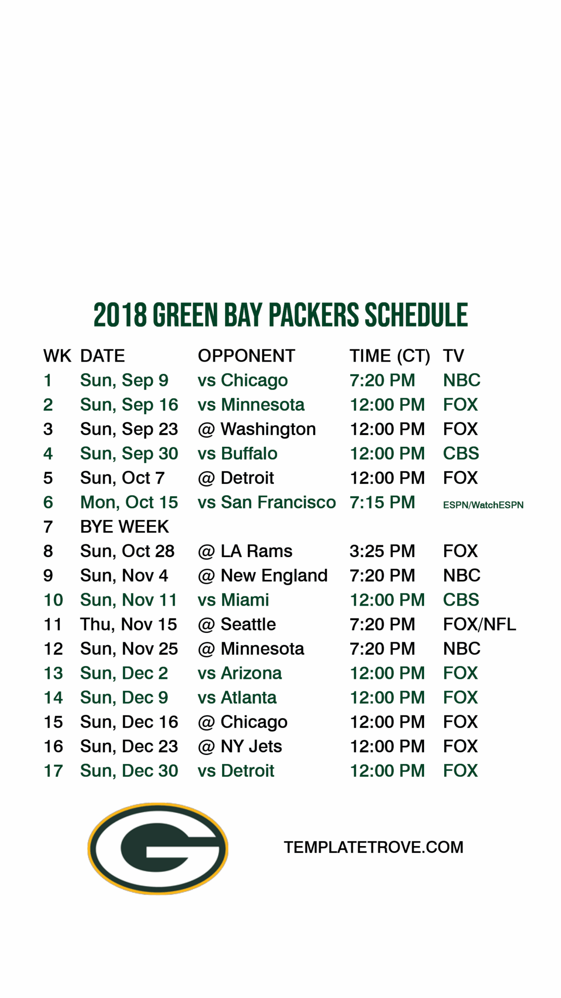 Packers Schedule Printable: Your Ultimate Guide to Stay Updated ...