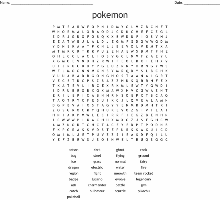 Pokemon Word Search: Unleash the Fun and Challenge! - Premium Printable