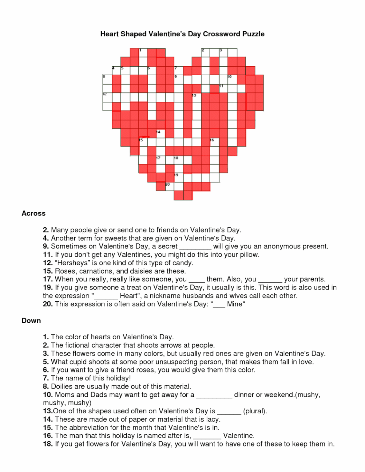Valentines Crossword Puzzle: A Fun and Challenging Way to Celebrate ...