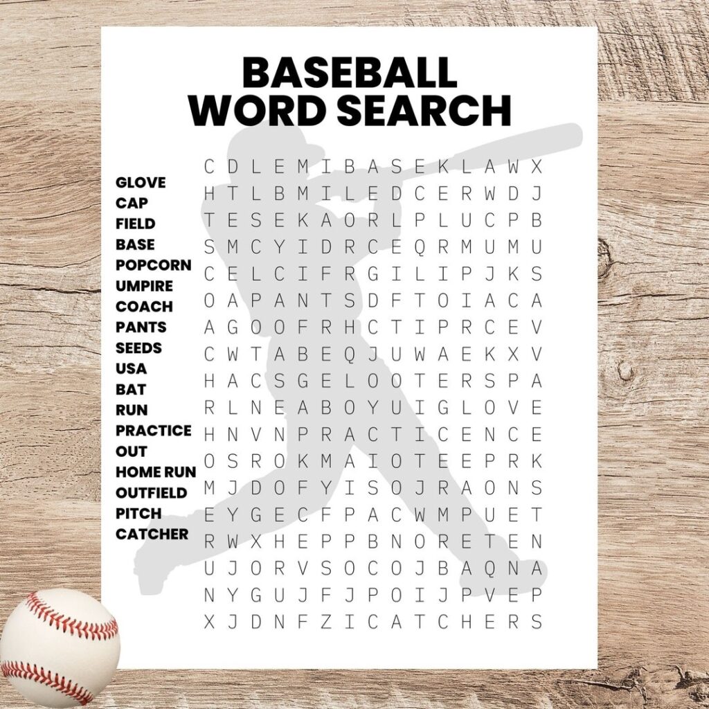 Printable Baseball Word Search: A Fun and Challenging Activity for ...