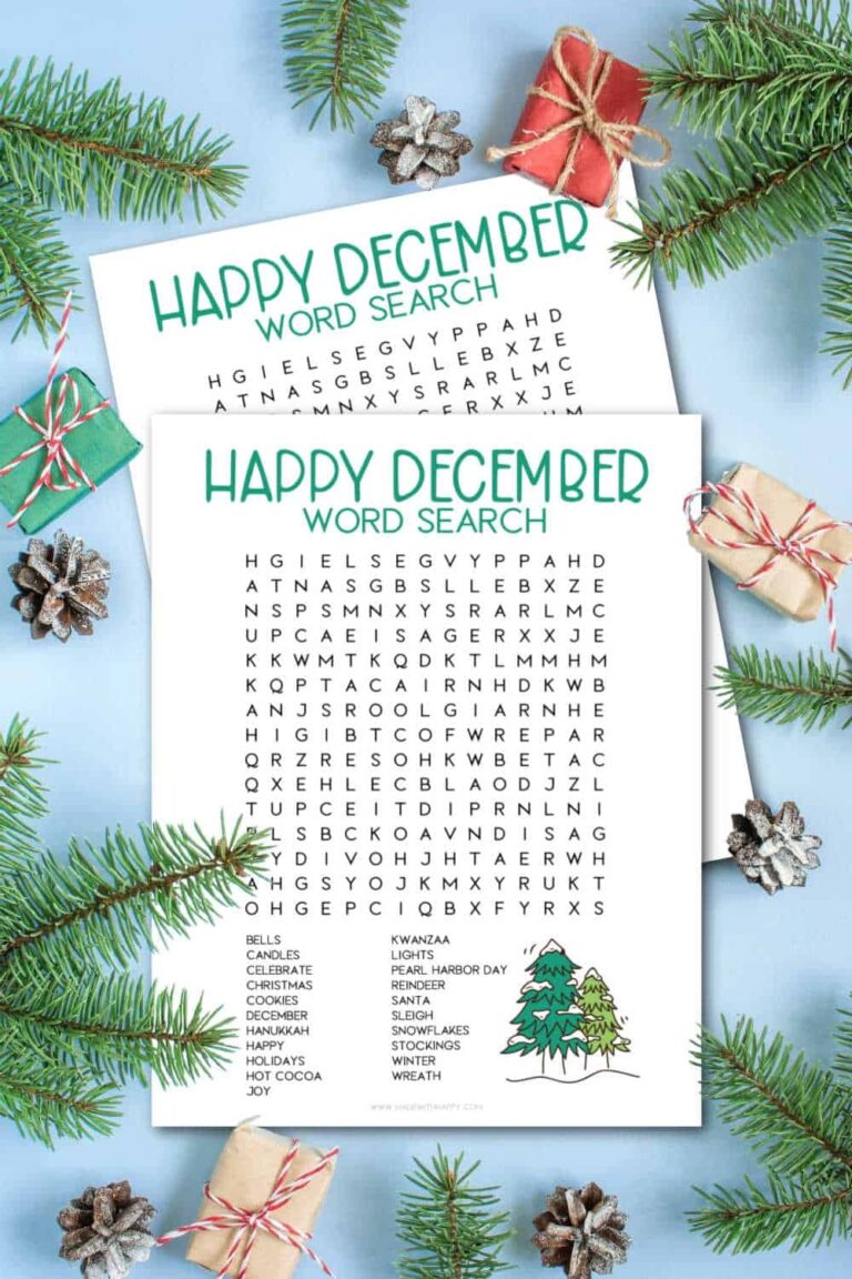December Word Search Free Printable: Fun and Festive Activity for the ...
