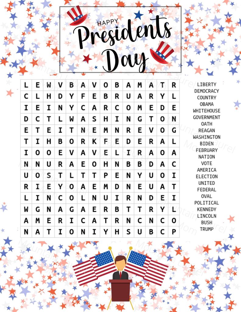 Presidents Day Word Search Printable: Fun and Educational Activity for ...