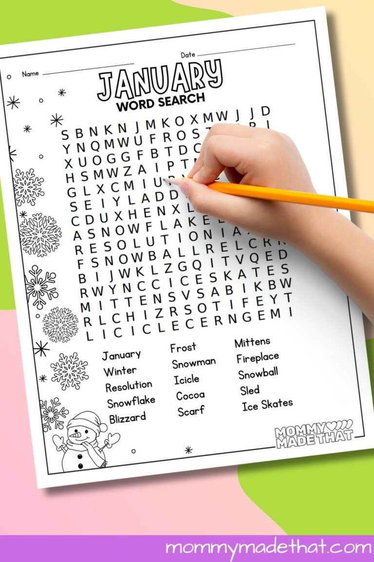 January Word Search Free Printable: Fun and Educational Activity for ...