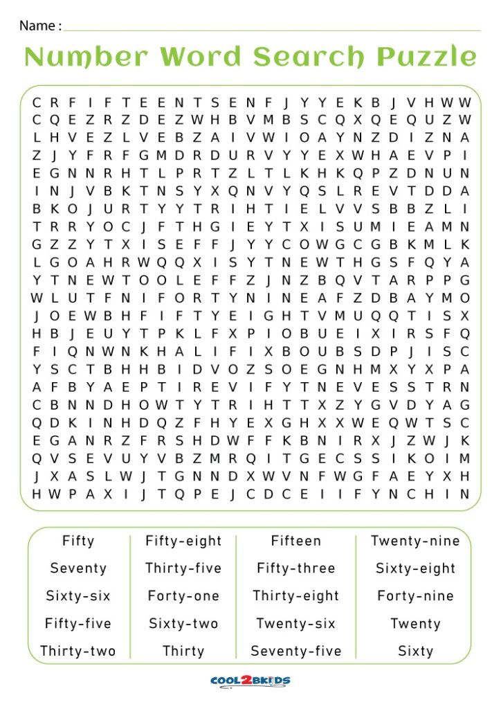 Printable Number Word Search: A Fun and Educational Activity for All ...