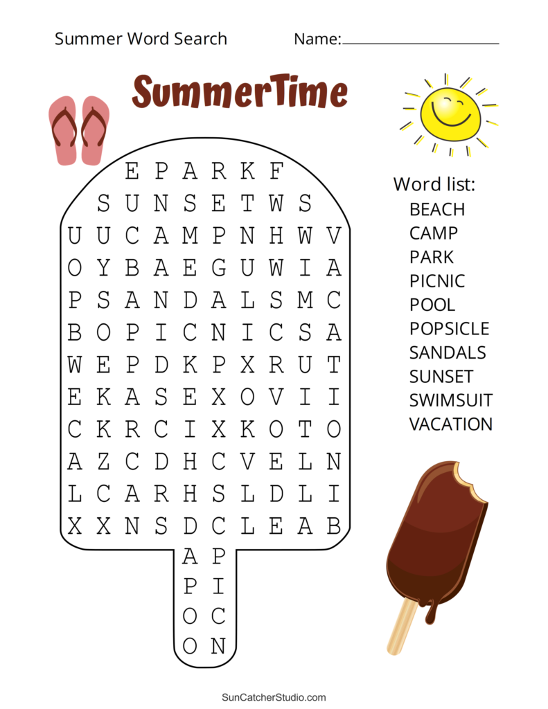 Summertime Word Search Printable: Fun and Educational Activity for All ...
