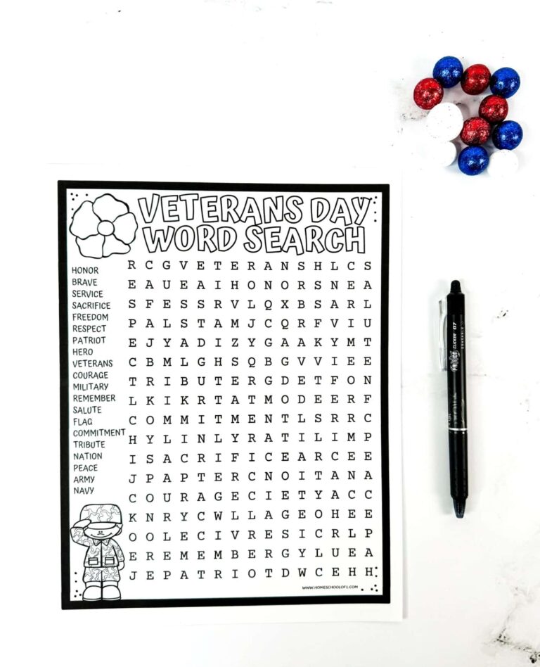 Veterans Day Word Search Free Printable: Fun and Educational Activity ...
